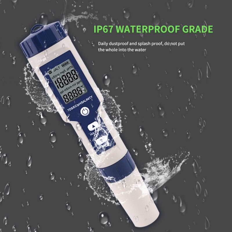Handheld Salinity/Temperature/TDS/EC/PH 5-In-1 Tes... – Vicedeal