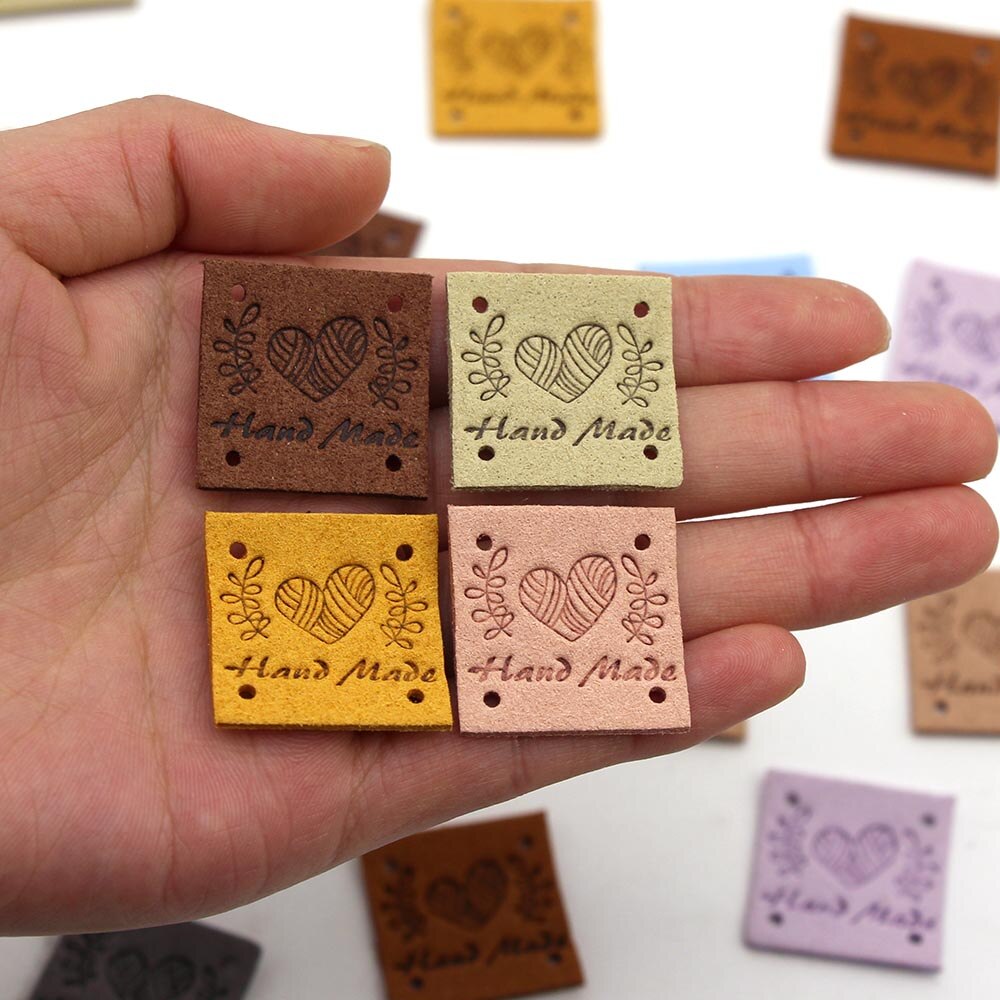 20pcs Hand Made Heart Labels Leather Tags for Clot... – Grandado