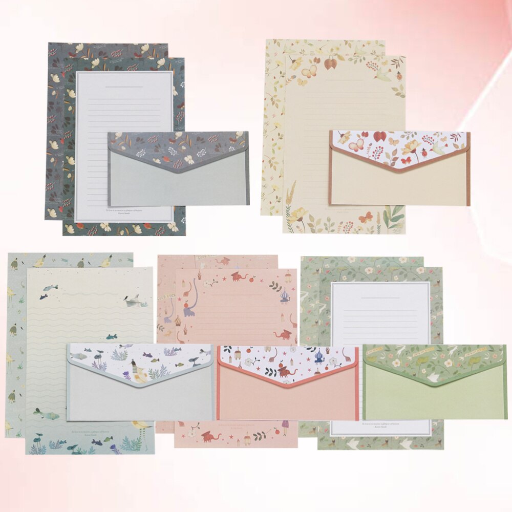 5 Sets/45pcs Flower Printing Envelope and Letter P... – Vicedeal
