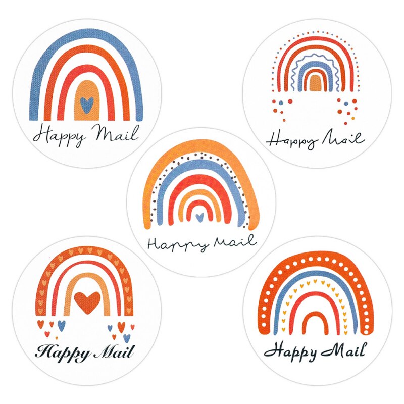 500Pcs/roll Happy Mail Rainbow Sticker Boxes Maile... – Grandado