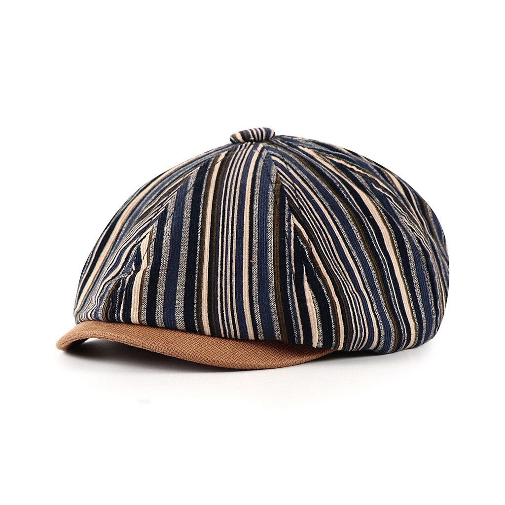 Striped Newsboy Cap For Men Soft Cotton Octagonal ... – Grandado