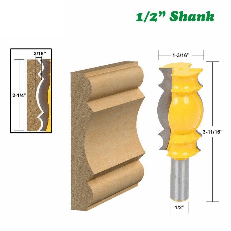 3 Pcs 1/2 Inch Shank Crown Molding Router Bit Rais... – Grandado