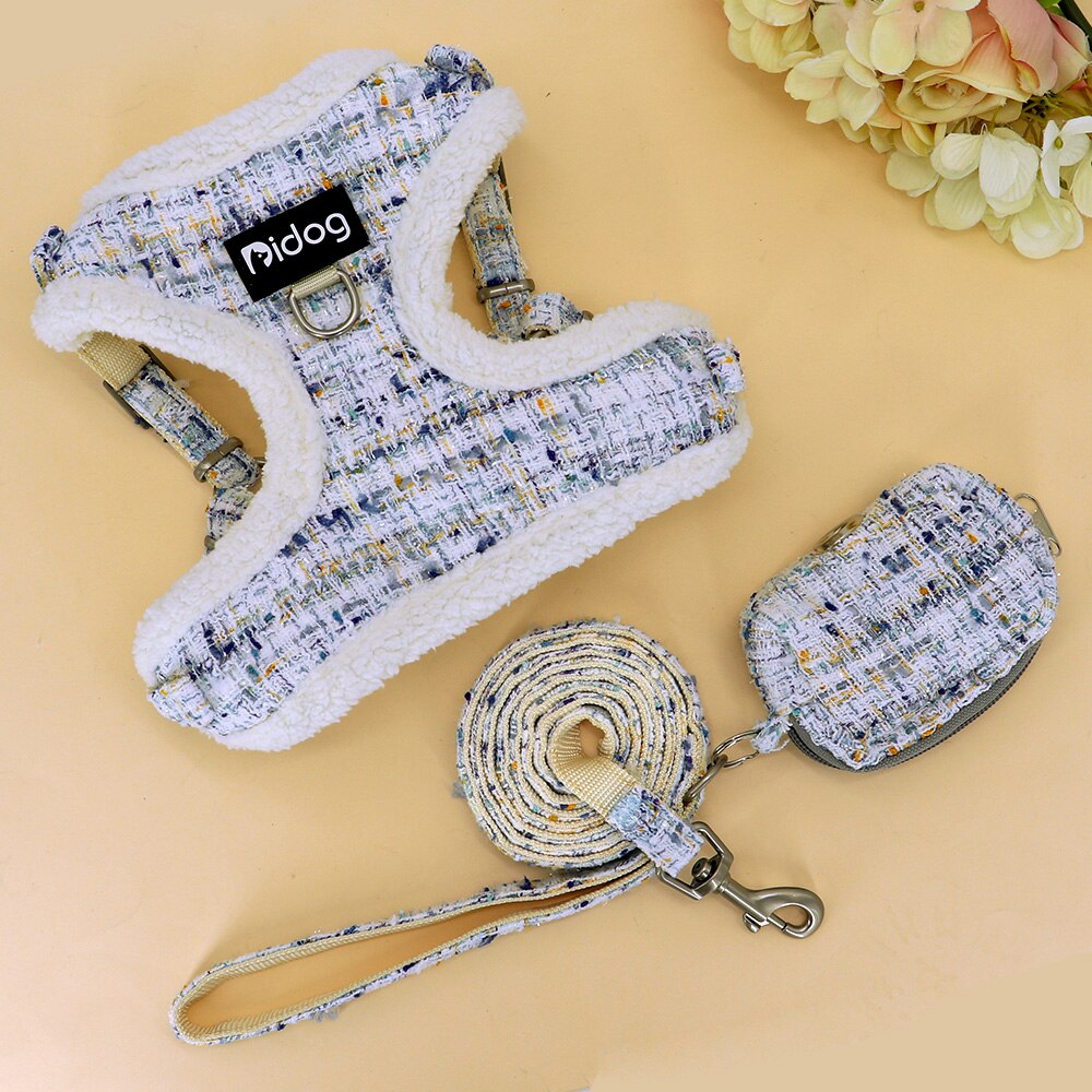 Warm Dog Harness Leash Set Soft Fleece Thick Pug P... – Grandado