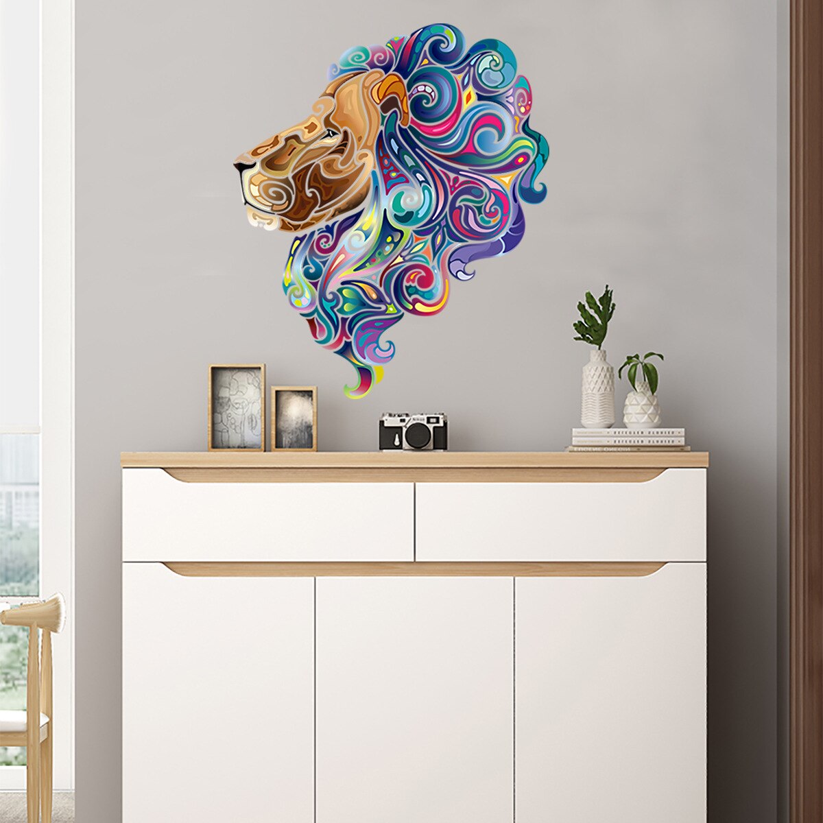 Colored Mosaic Lion Wall Stickers for Living Room ... – Grandado