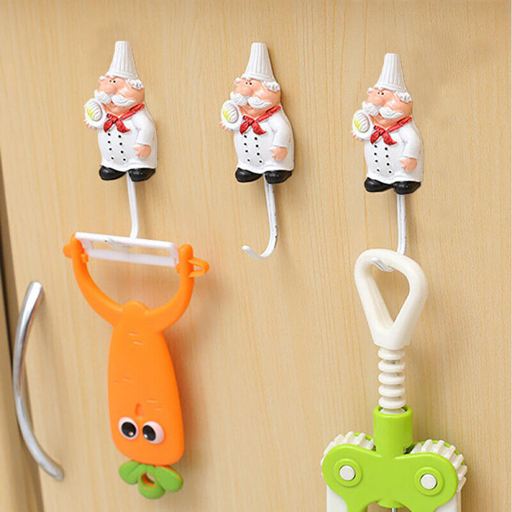 4pcs Kitchen Cartoon Chef Hook Resin Powerful Adhe... – Grandado