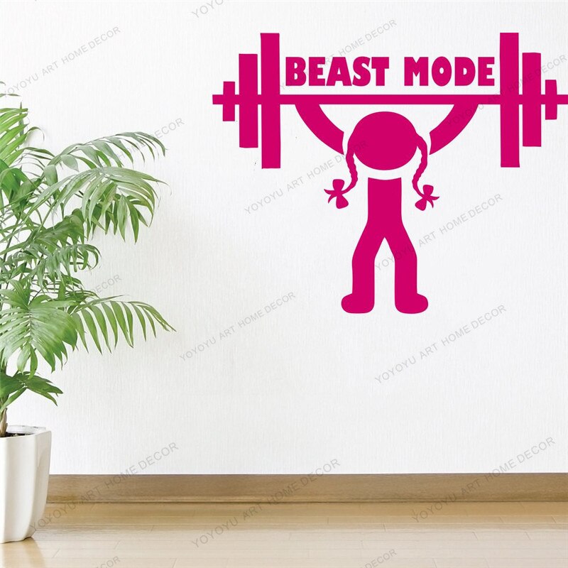 Gym Wall Deca Lady Beast Mode Weightlifter Decal G... – Grandado