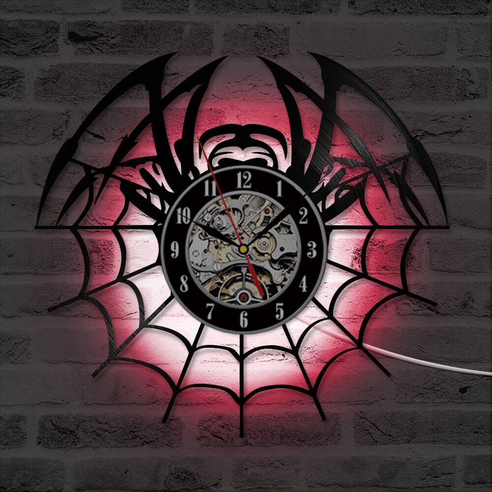 Spider and Network Shape CD Record Wall Clock Home... – Grandado