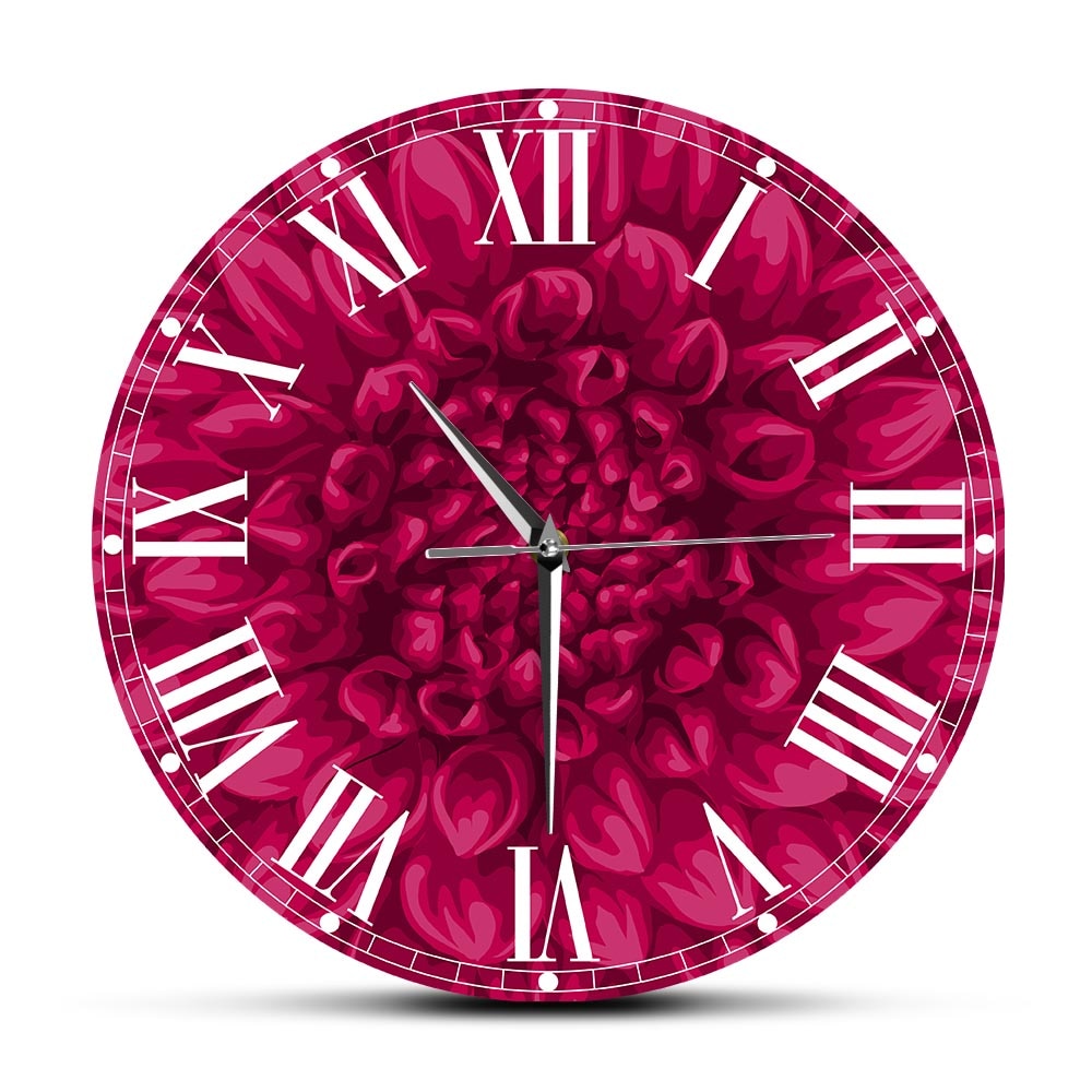 Beautiful Pink Dahlia Large Round Clock Wall Watch... – Grandado