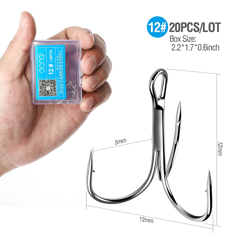 DONQL 20pcs/Box Treble Fishing Hooks Carbon Steel ... – Vicedeal