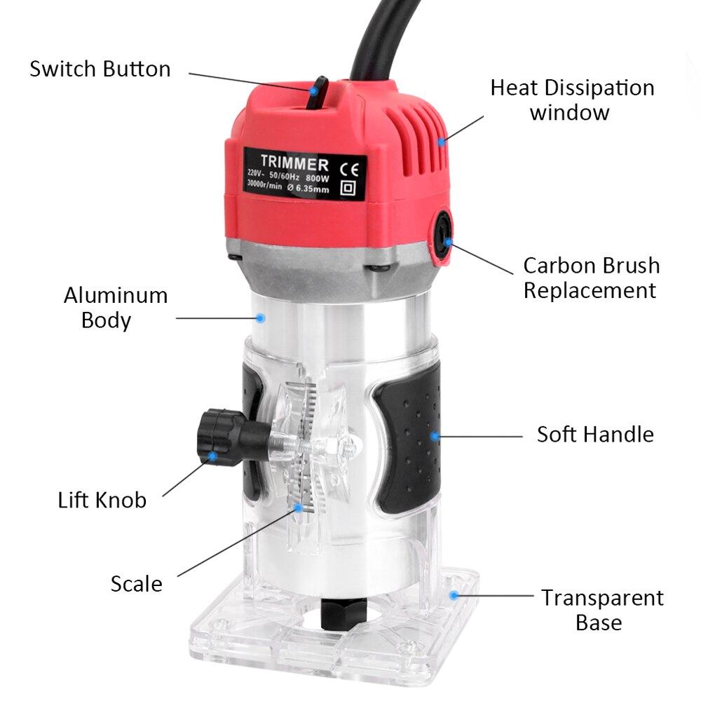 800W 30000r/min Woodworking Electric Trimming Mach... – Grandado