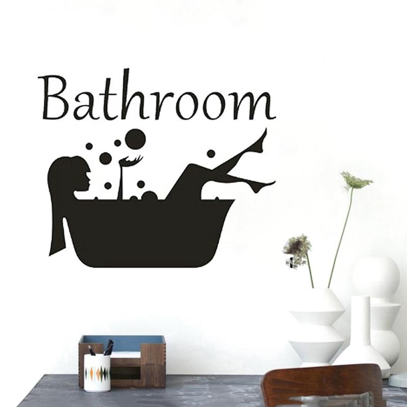 Black Art Bathroom Wall Stickers Toilet Home Decor... – Vicedeal