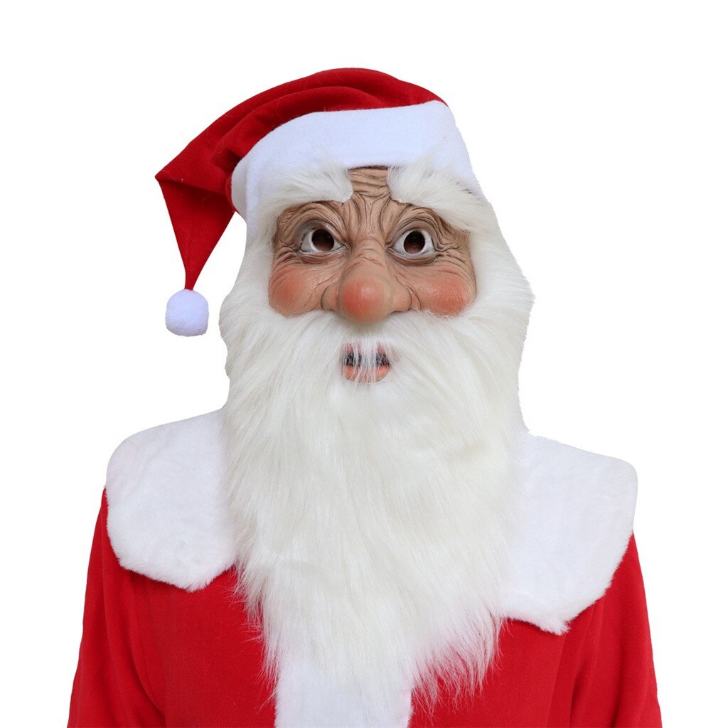 Santa Claus Mask Latex Soft Full Face Mask Christm... – Grandado