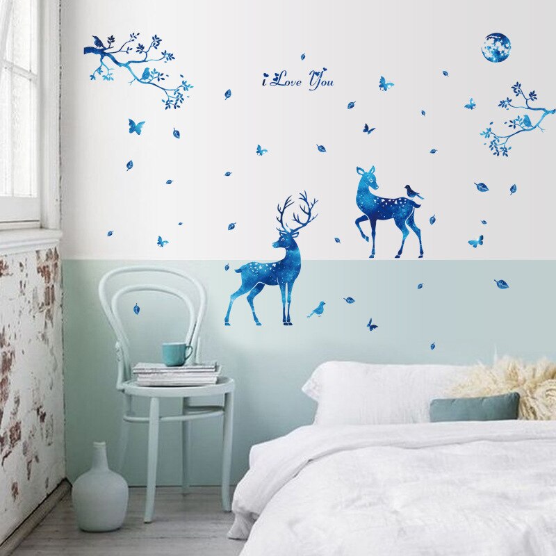 Blue Star Deer Wall Stickers Nordic Style Living R... – Vicedeal