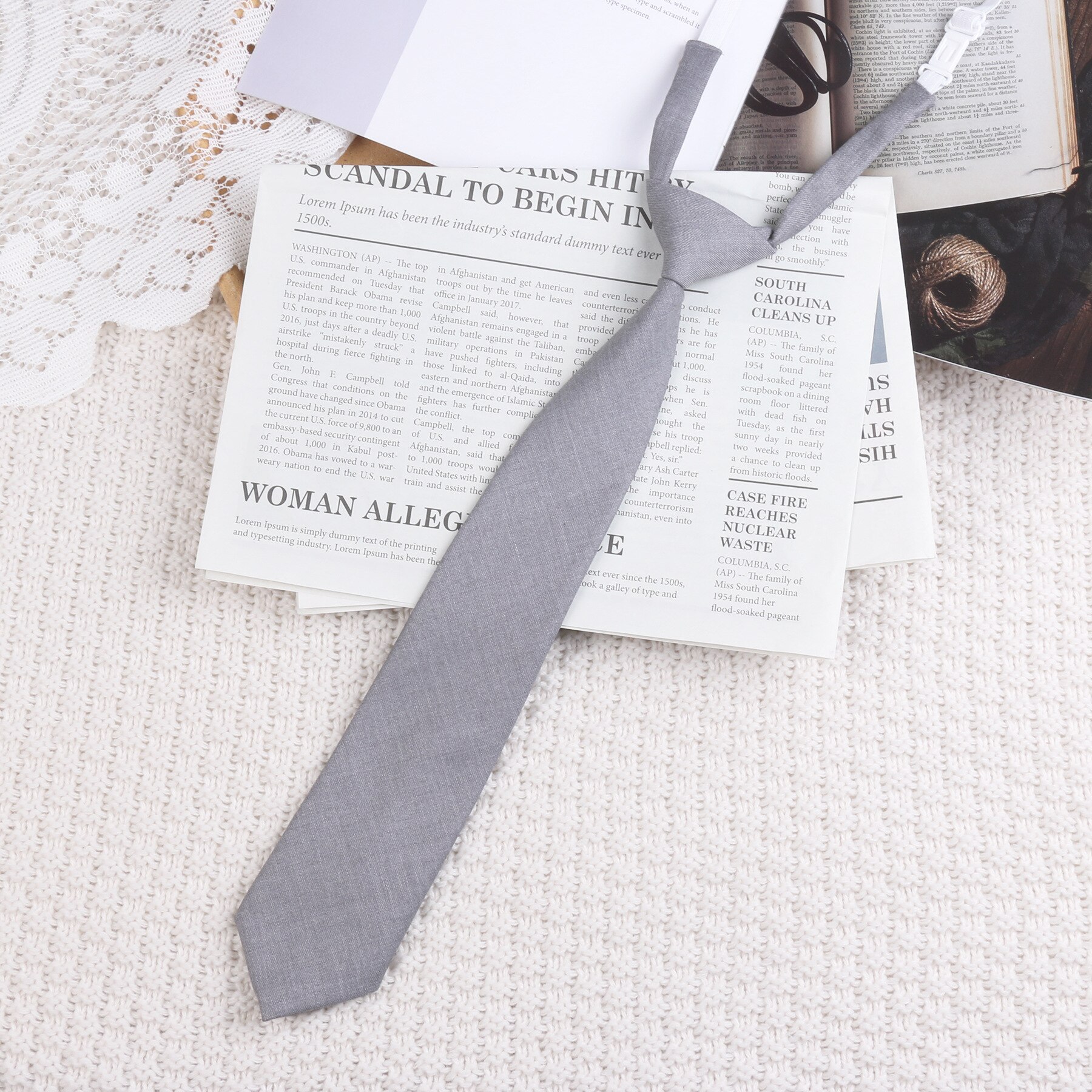 Lazy JK Ties Women Striped Linen Neck Tie Girls Ja... – Vicedeal