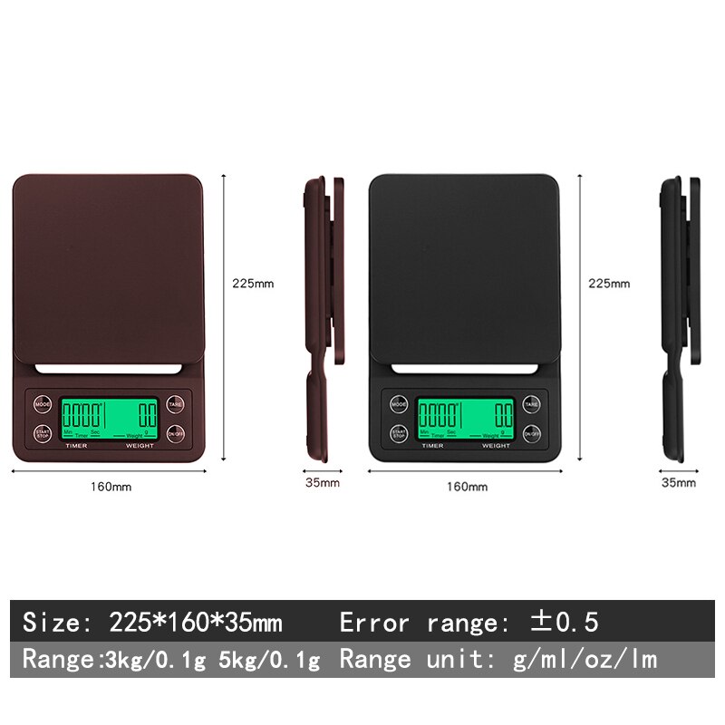 3kg/0.1g 5kg/0.1g Drip Scale With Timer Portable E... – Grandado