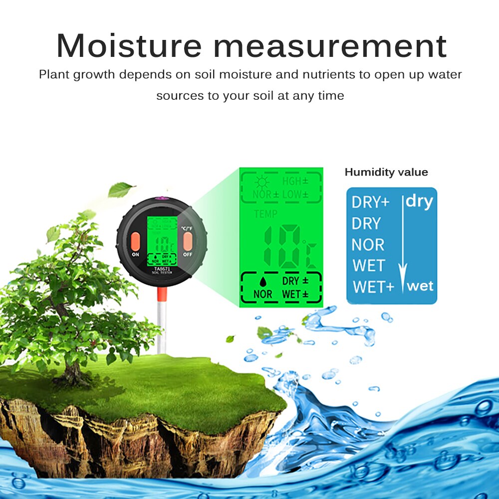 Bodem Ph Meter Bodem Tester Ph Vochtmeter Temperat... – Grandado