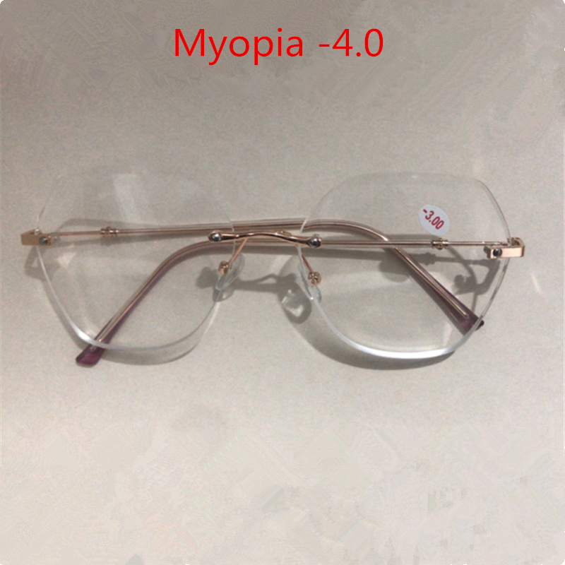 NYWOOH Rimless Finished Myopia Glasses Women Brand... – Grandado
