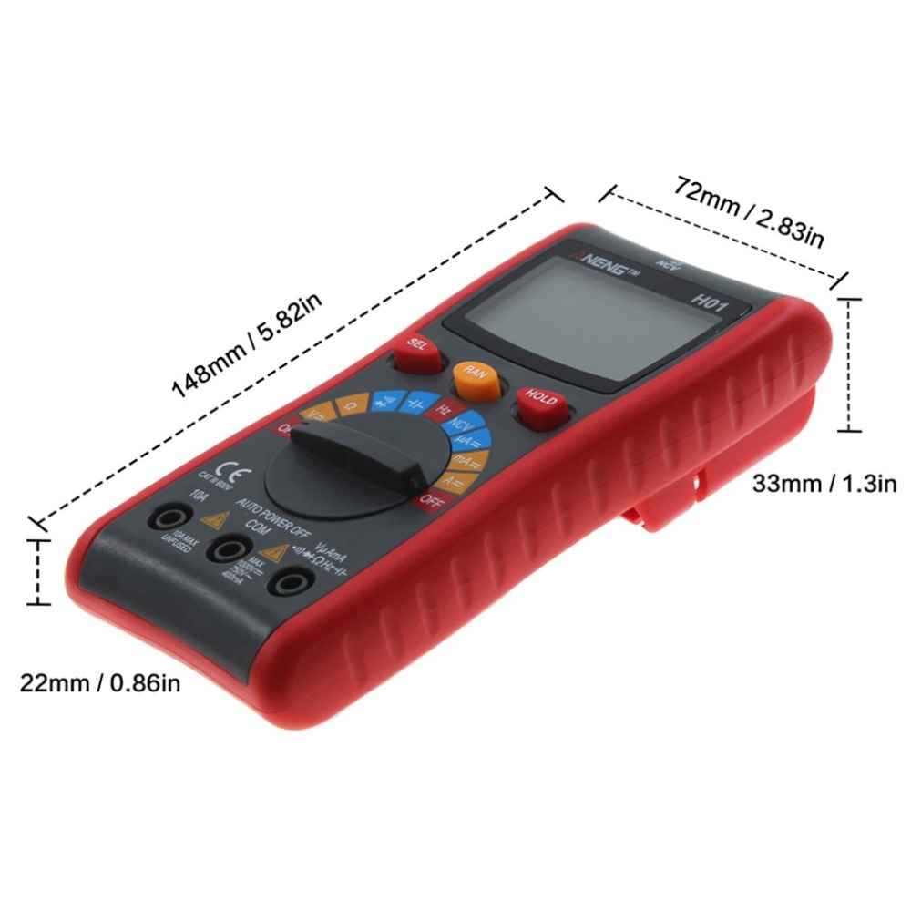 H01 Handheld Digital Multimeter Auto Range Tester Backlight 4000 Counts ...
