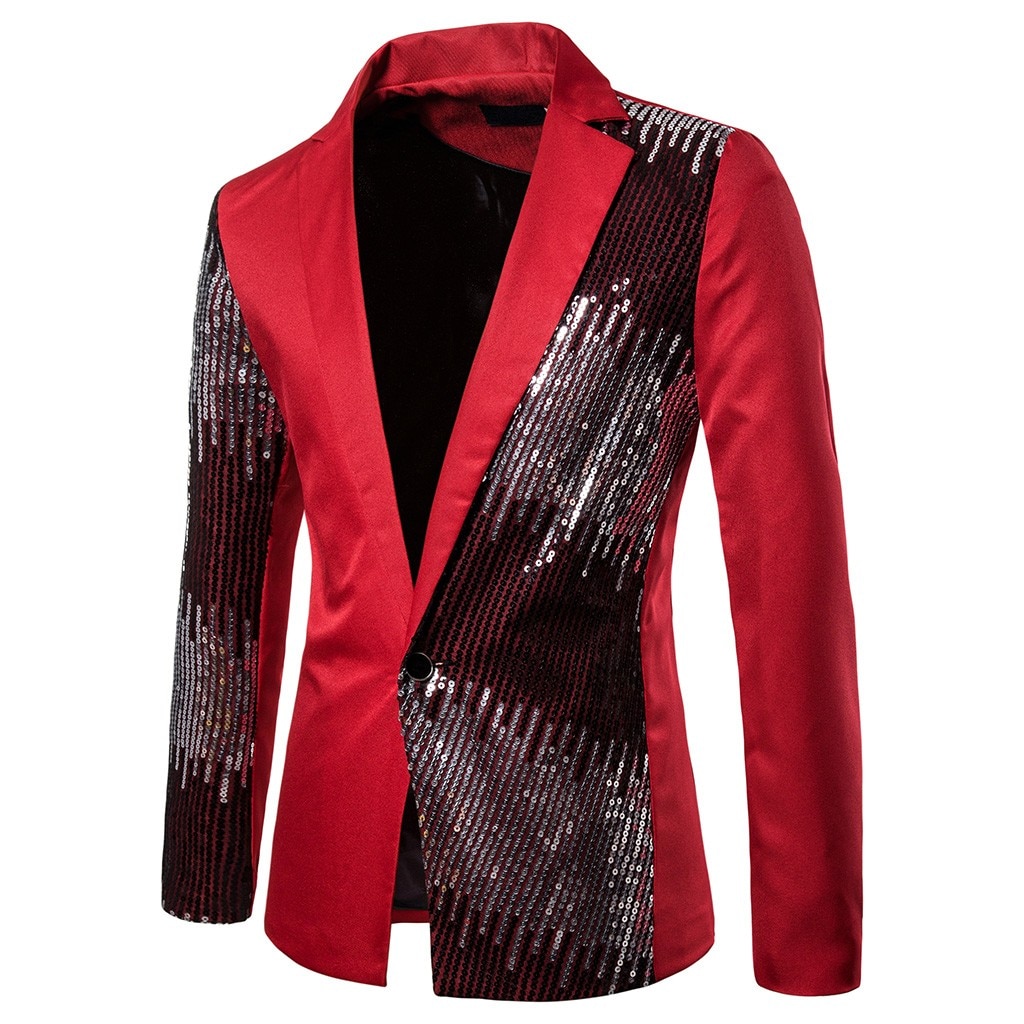 Sequin Blazer hommes Royal noir rouge Blazers pour... – Grandado