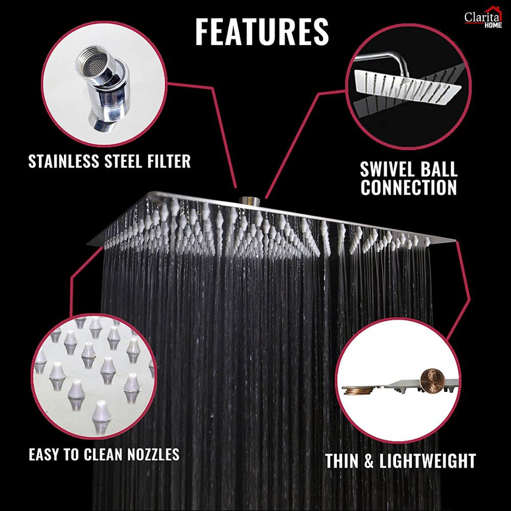 8/10/12 inch Square Rain Shower Head PLUS 11-inch ... – Grandado