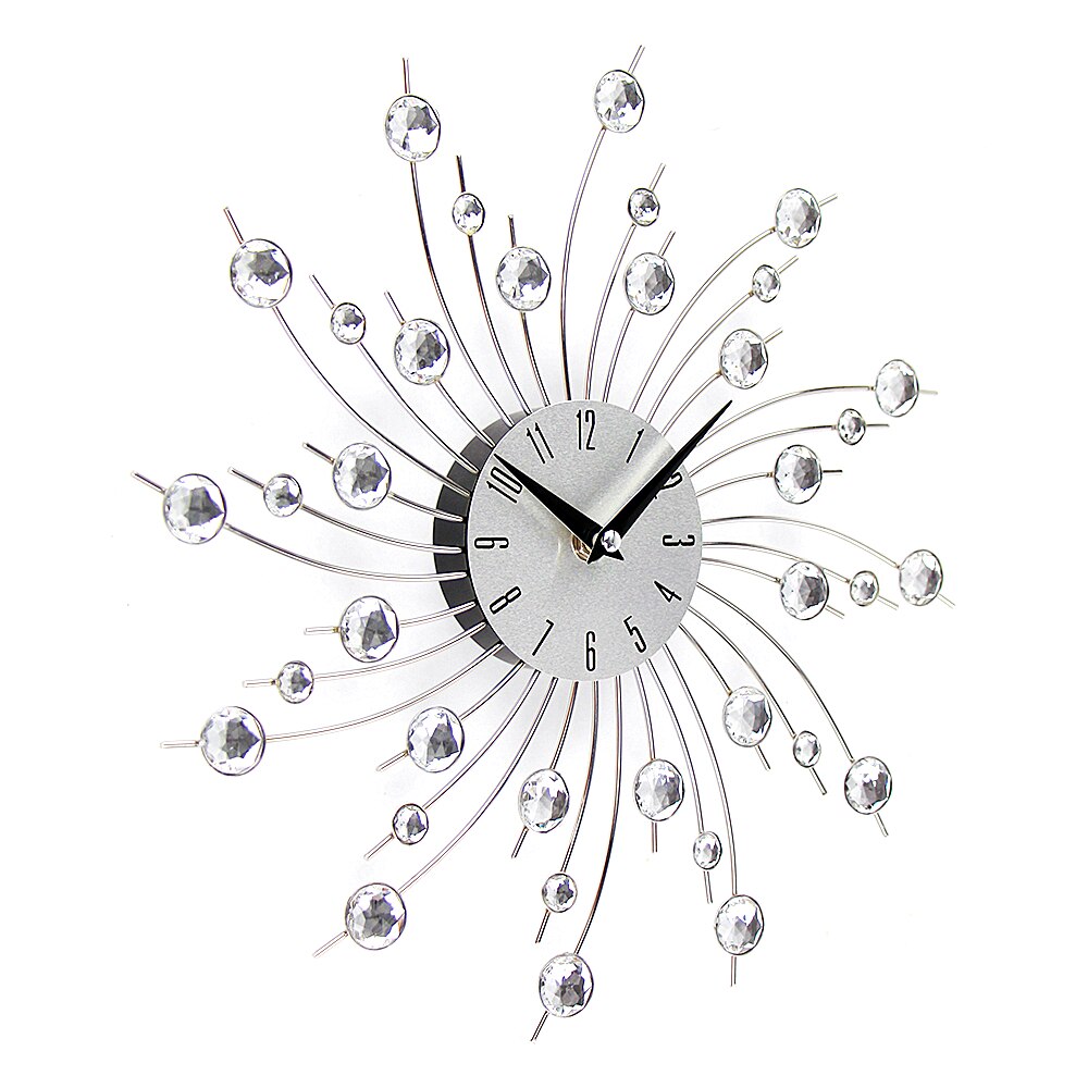 33cm 3D Vintage Clock Metal Crystal Wall Clock Lux... – Vicedeal