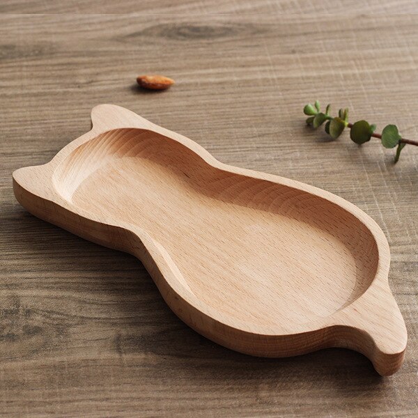 Beech Wood Whole Wood Dish Dessert Dish Western Fo... – Vicedeal