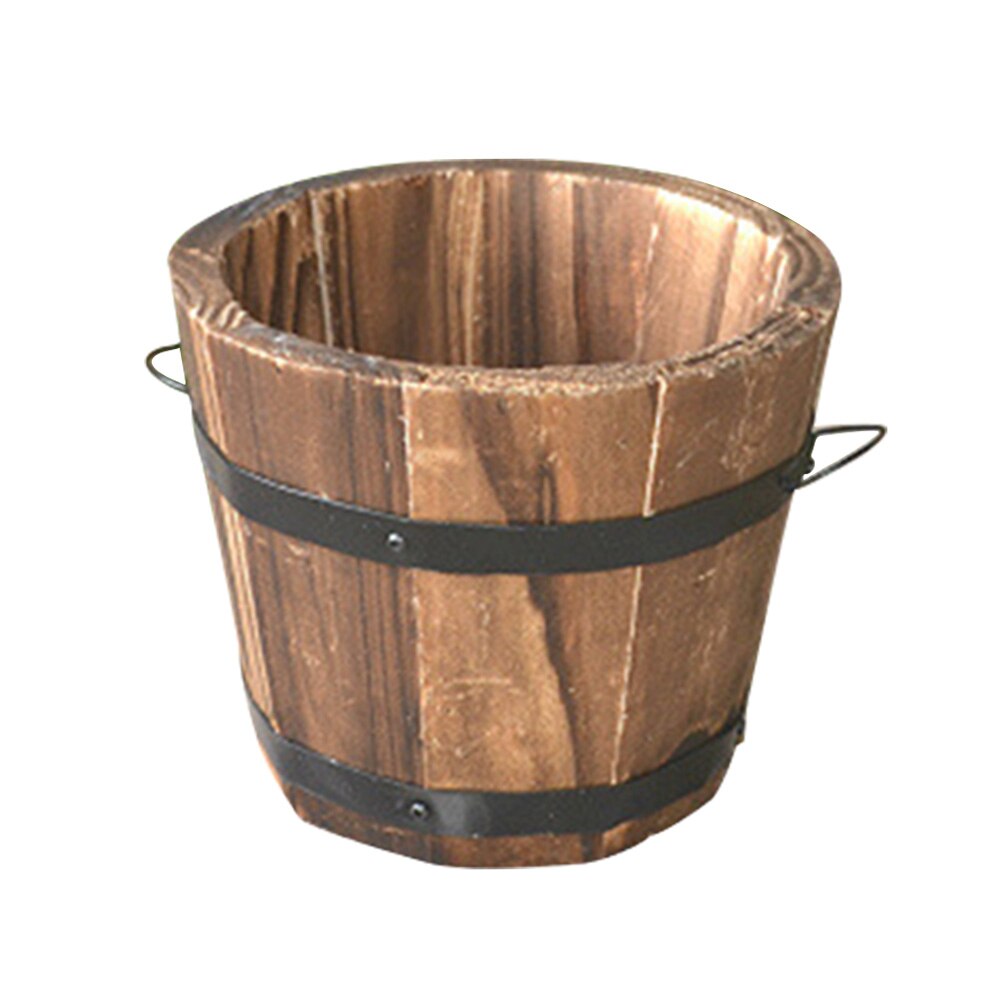 1PC Wooden Round Barrel Planter Flower Pots Home O... – Grandado