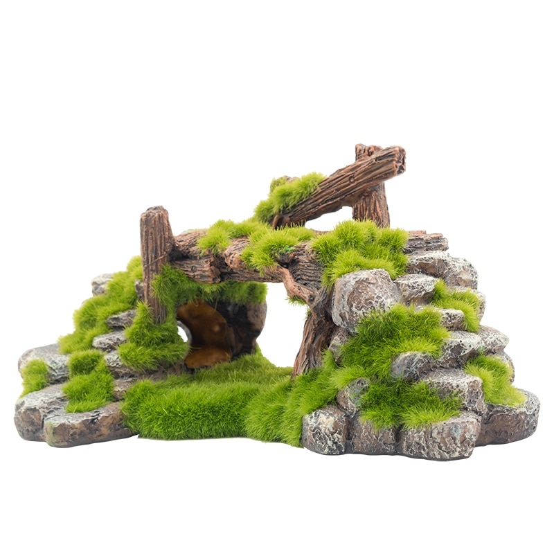 Harz Moos Brücke Fisch Spielen Cave Dekor für Aqua... – Vicedeal