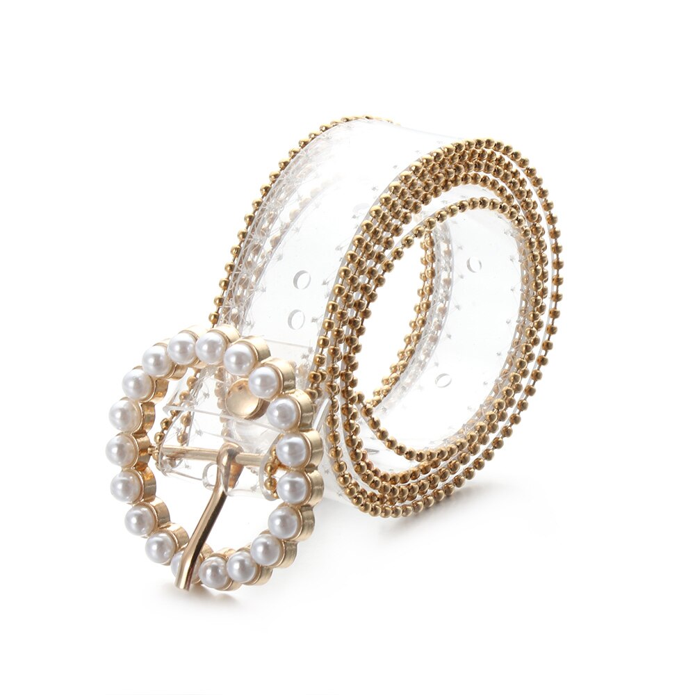 Clear Belt Diamond Pearl Waist Belts Versatile PVC... – Grandado