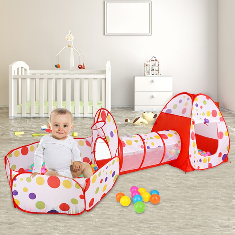 3pcs Color Polka Dot Children's Game Tent Crawl Tu... – Grandado