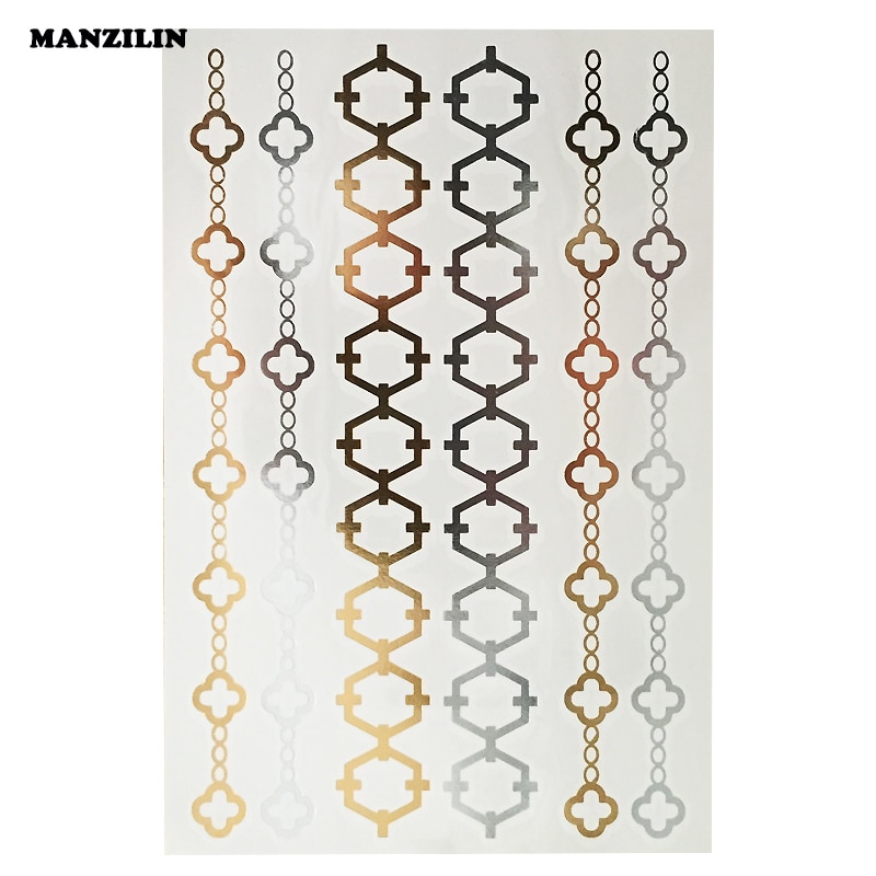 Flash Metallic Gold Silver Tattoo Body Art 3D Wate... – Grandado