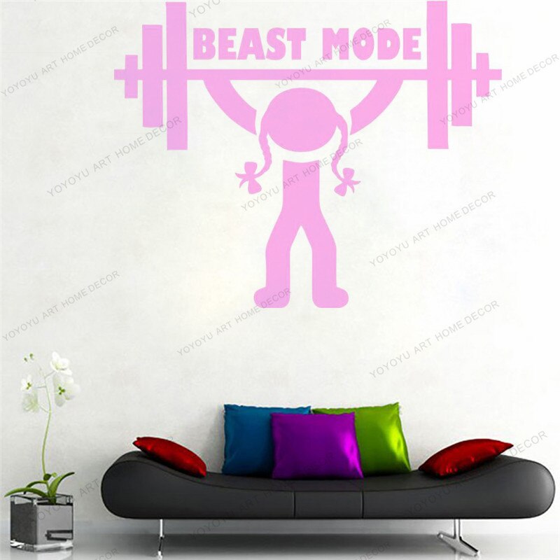 Gym Wall Deca Lady Beast Mode Weightlifter Decal G... – Grandado
