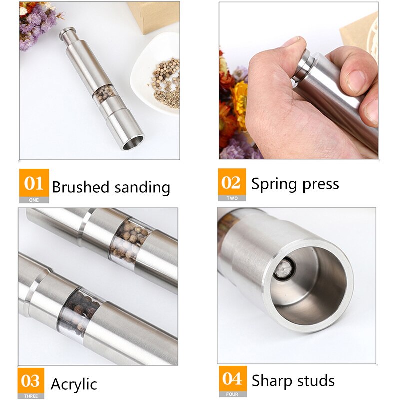 Portable Hand Manual Spice Salt Pepper Grinder Kit... – Grandado