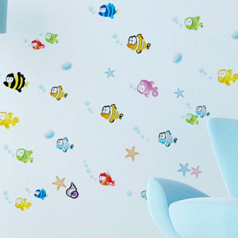 Underwater Fish Starfish Bubble Wall Sticker for K... – Grandado