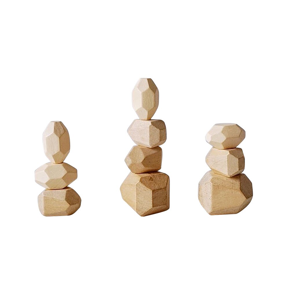 10Pcs Wooden Stacking Toys Imitation Stone Blocks ... – Grandado