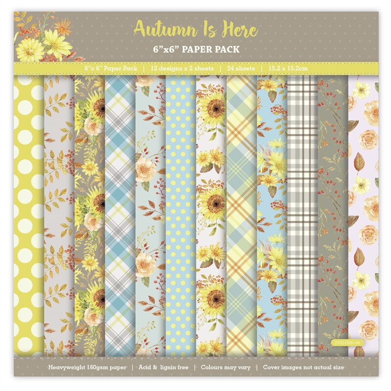 24 sheets 6"X6"Paper Autumn flowers pack Pattern S... – Grandado
