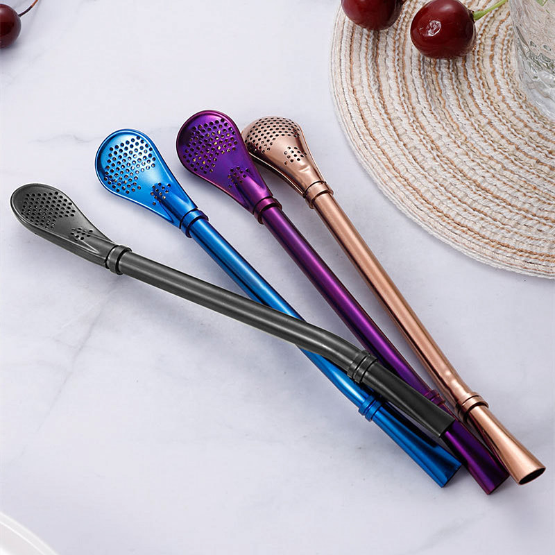 Reusable Spoon Tea Filter Straw Strainer Stainless... – Vicedeal