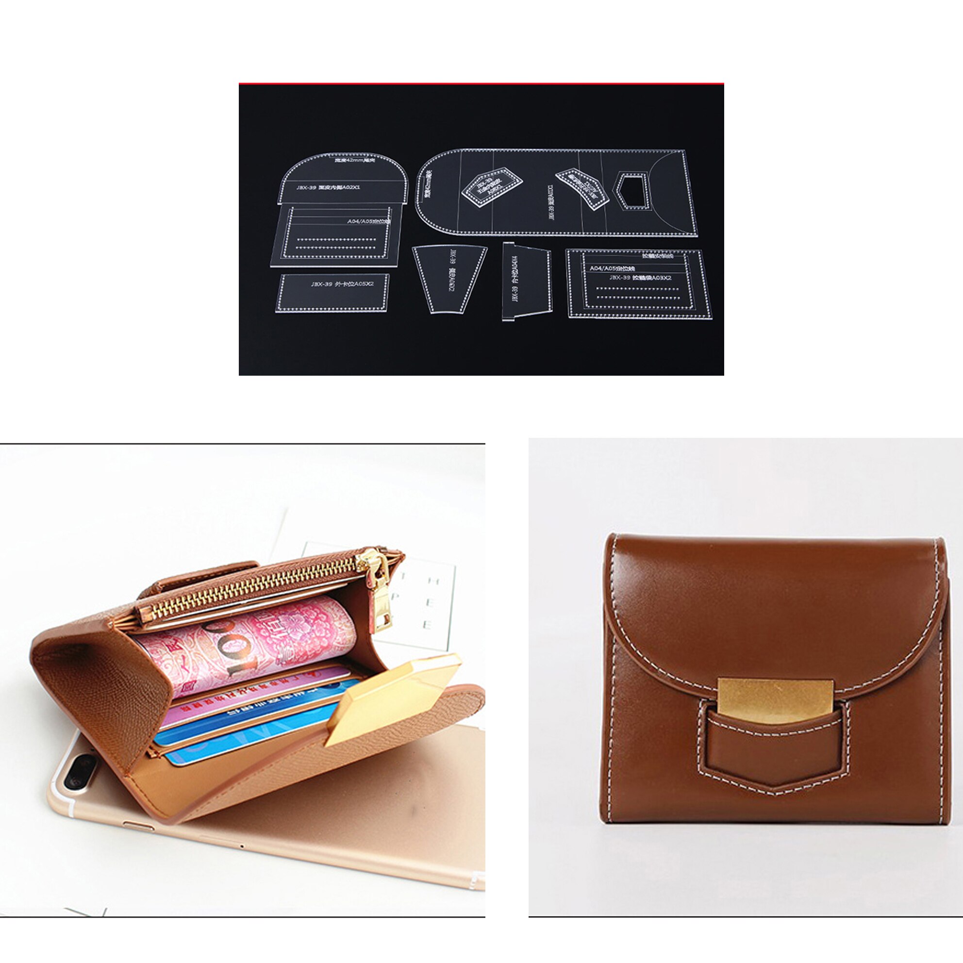 DIY leather craft card holder folded wallet acryli... – Grandado