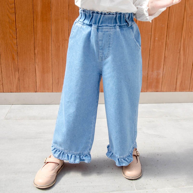 Girls Jeans Ruffles Jeans For Girls Solid Color Je... – Grandado