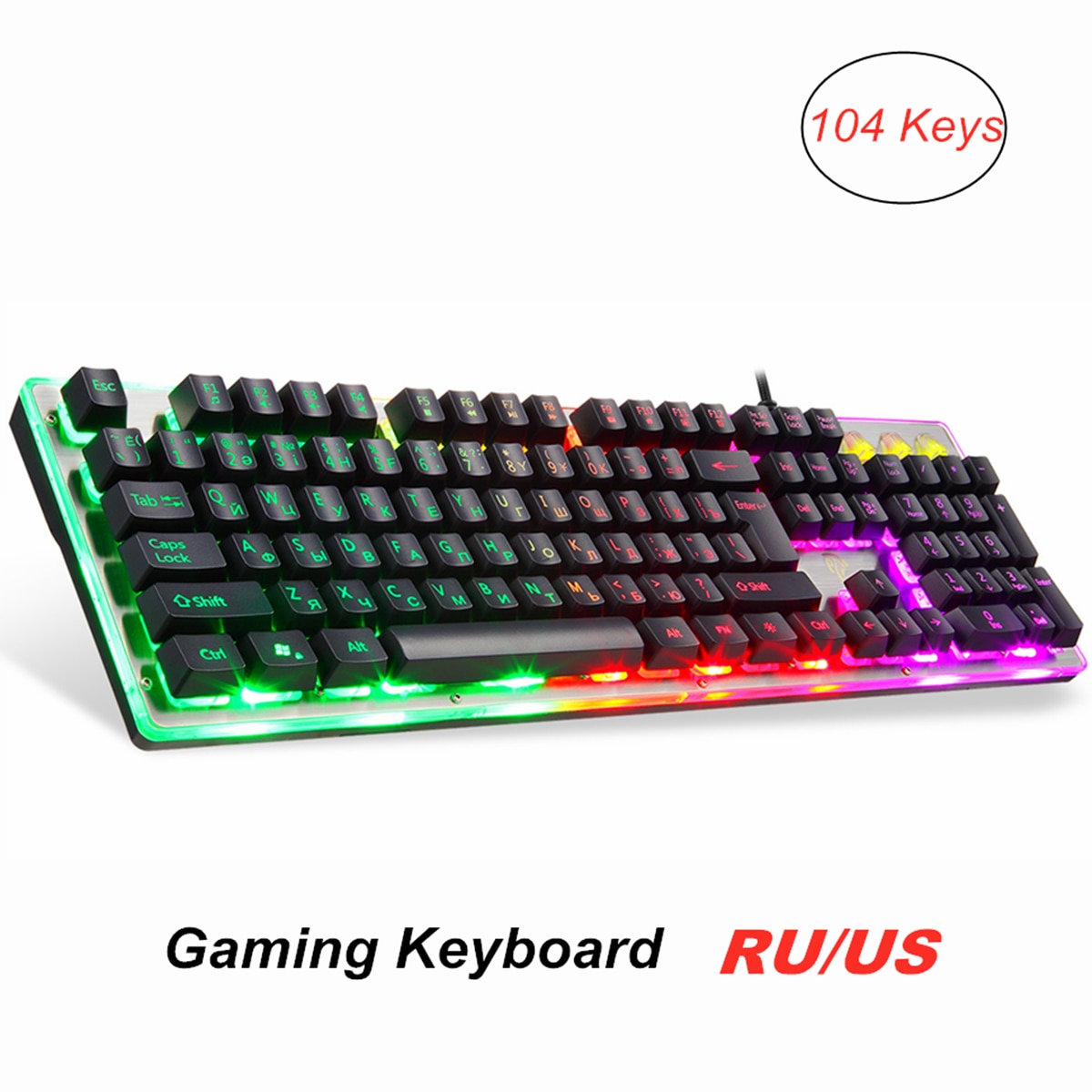Gaming Keyboards 104-Keys RGB LED Backlit Wired Me... – Vicedeal