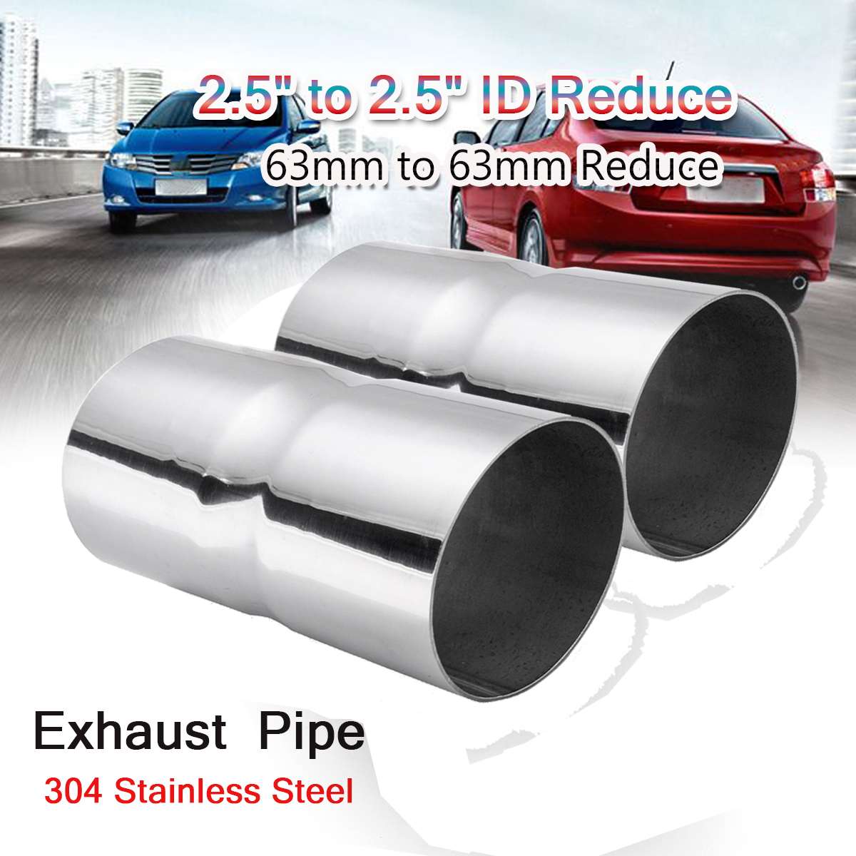 Paar universele 63mm auto uitlaat reducer connecto... – Vicedeal