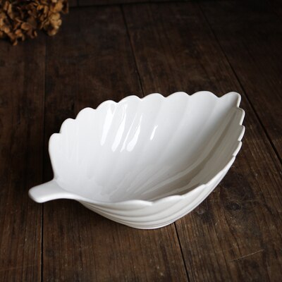 Pure White Ceramic Leaf Set Plate/Deep Plate Fruit... – Vicedeal
