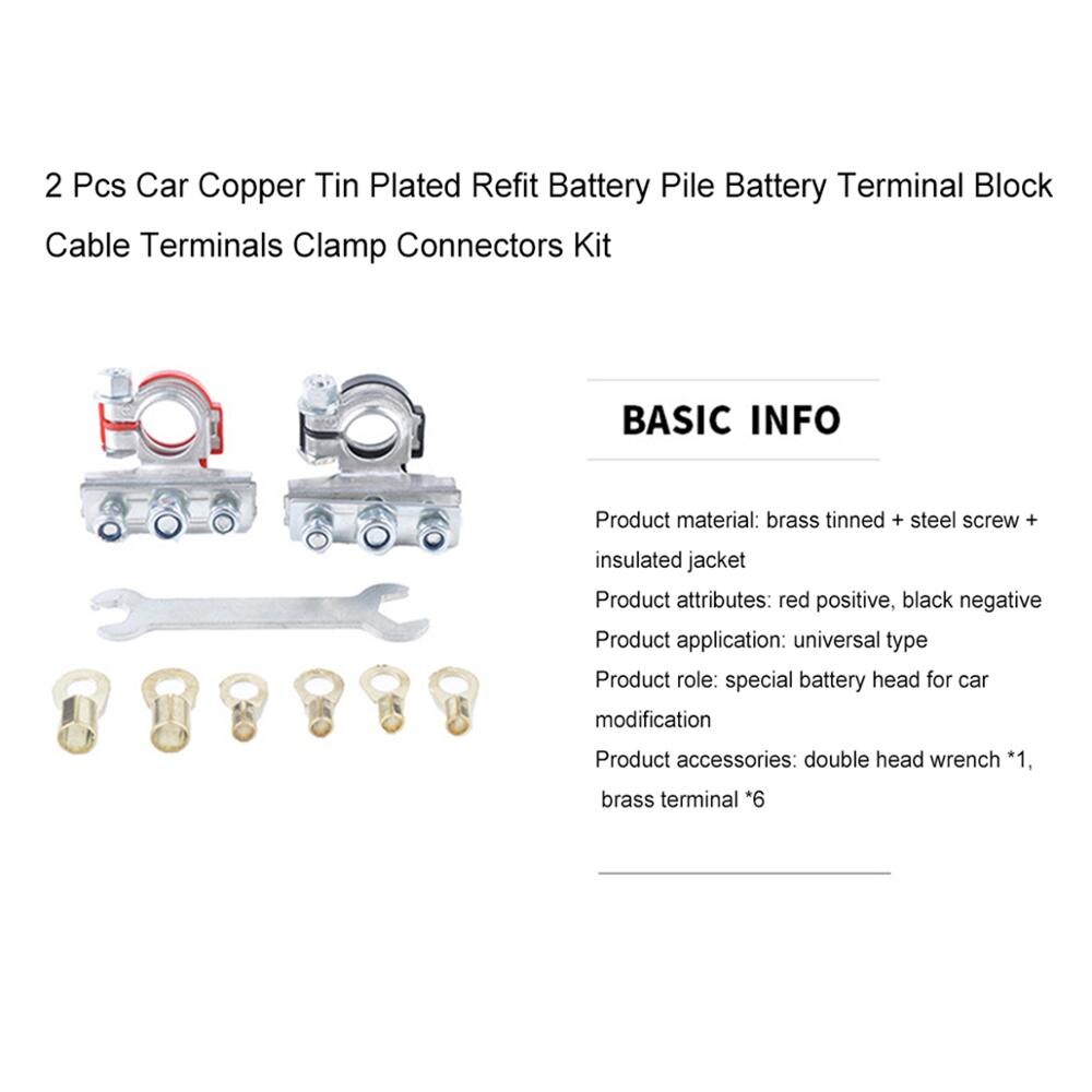 2 Pcs Car Copper Tin Plated Refit Battery Pile Bat... – Grandado