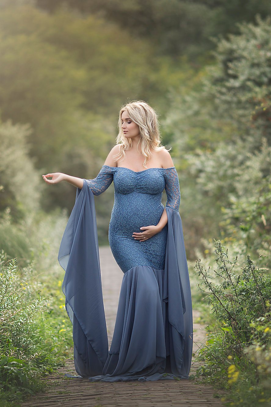 Maternity Dress for Photo Shoot Maternity Gown Lon... – Vicedeal