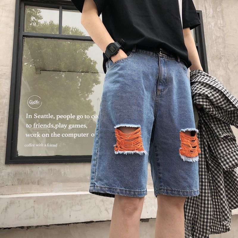 Zomer Ripped Denim Shorts Mannen Slim Casual Strai... – Grandado