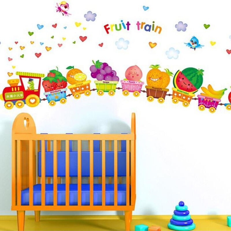 colorful fruit train wall stickers for kids rooms ... – Grandado