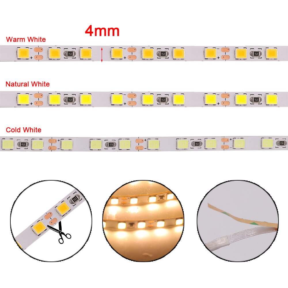 5m LED Strip 2835 SMD 120 LEDs/m DC12V 4MM Flexibe... – Grandado