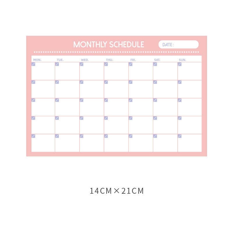 30 Sheets Pink Blue Monthly Plan Paper Pad 14*21cm... – Vicedeal