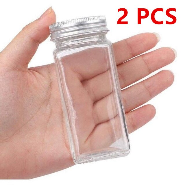 8Pcs Glass Jars Empty Square Spice Bottles - Shake... – Grandado