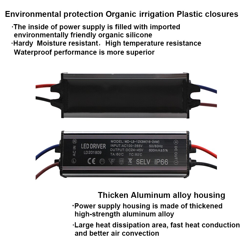 Aluminium IP66 16-24W Led-treiber 600mA AC 100-265... – Vicedeal